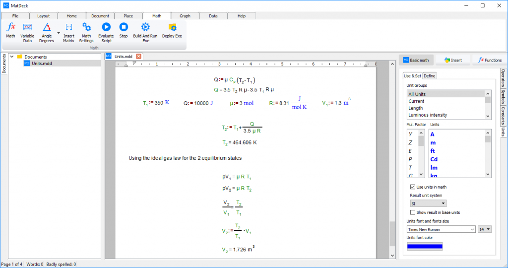 Using Units in Calculations - MatDeck Lessons